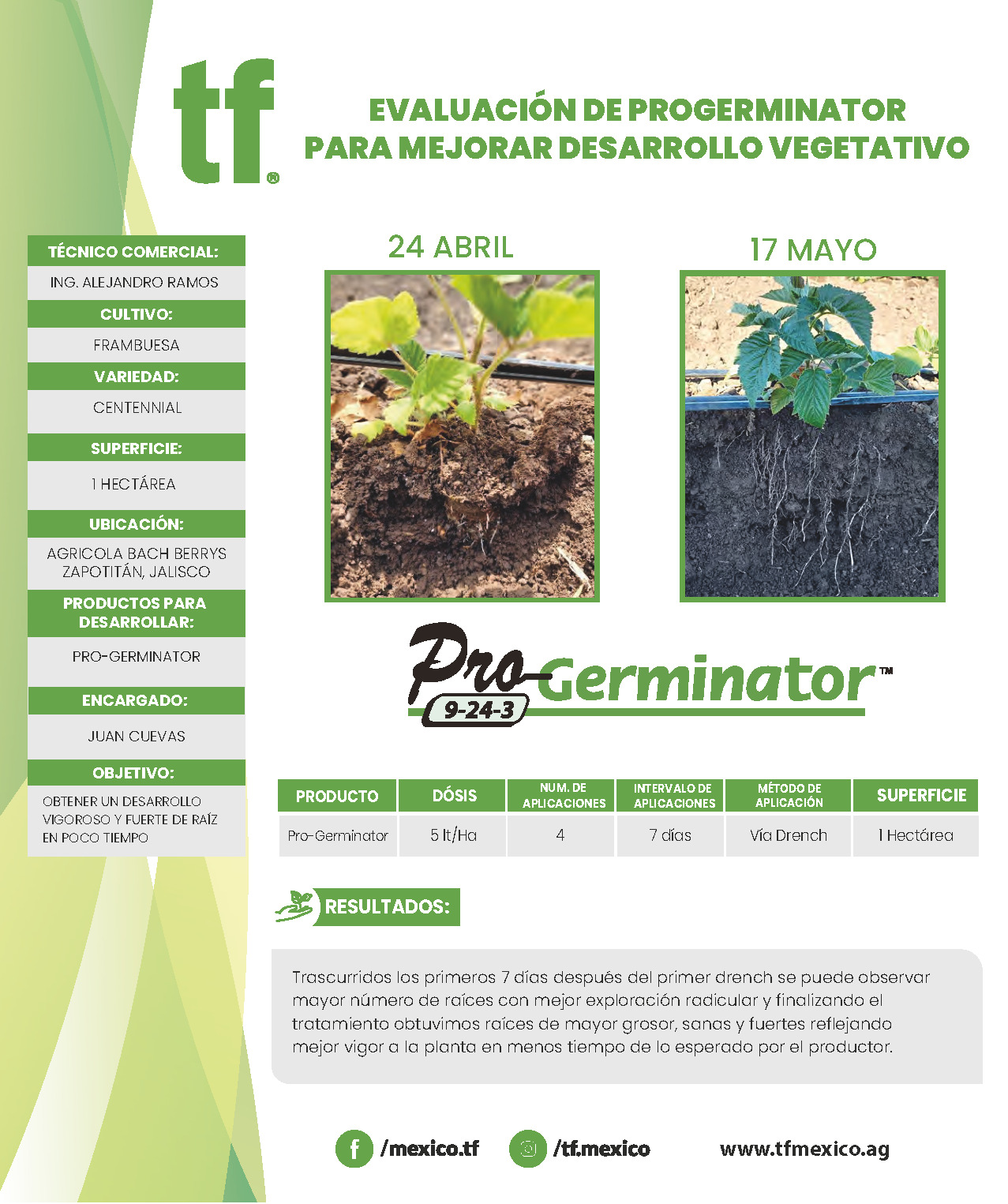 Evaluación de Pro-Germinator para mejorar desarrollo vegetativo | TF