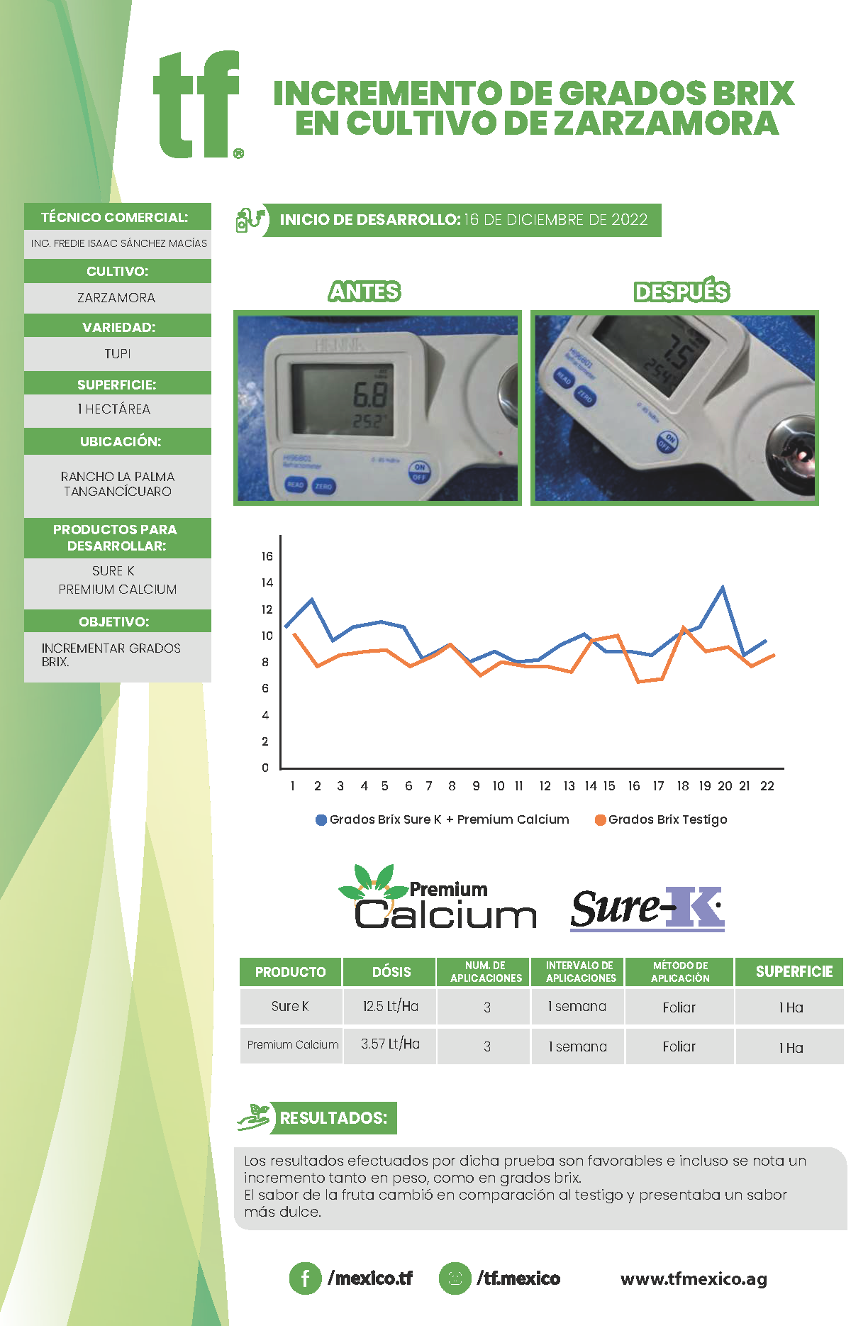 Estudio para incrementar grados Brix | TF